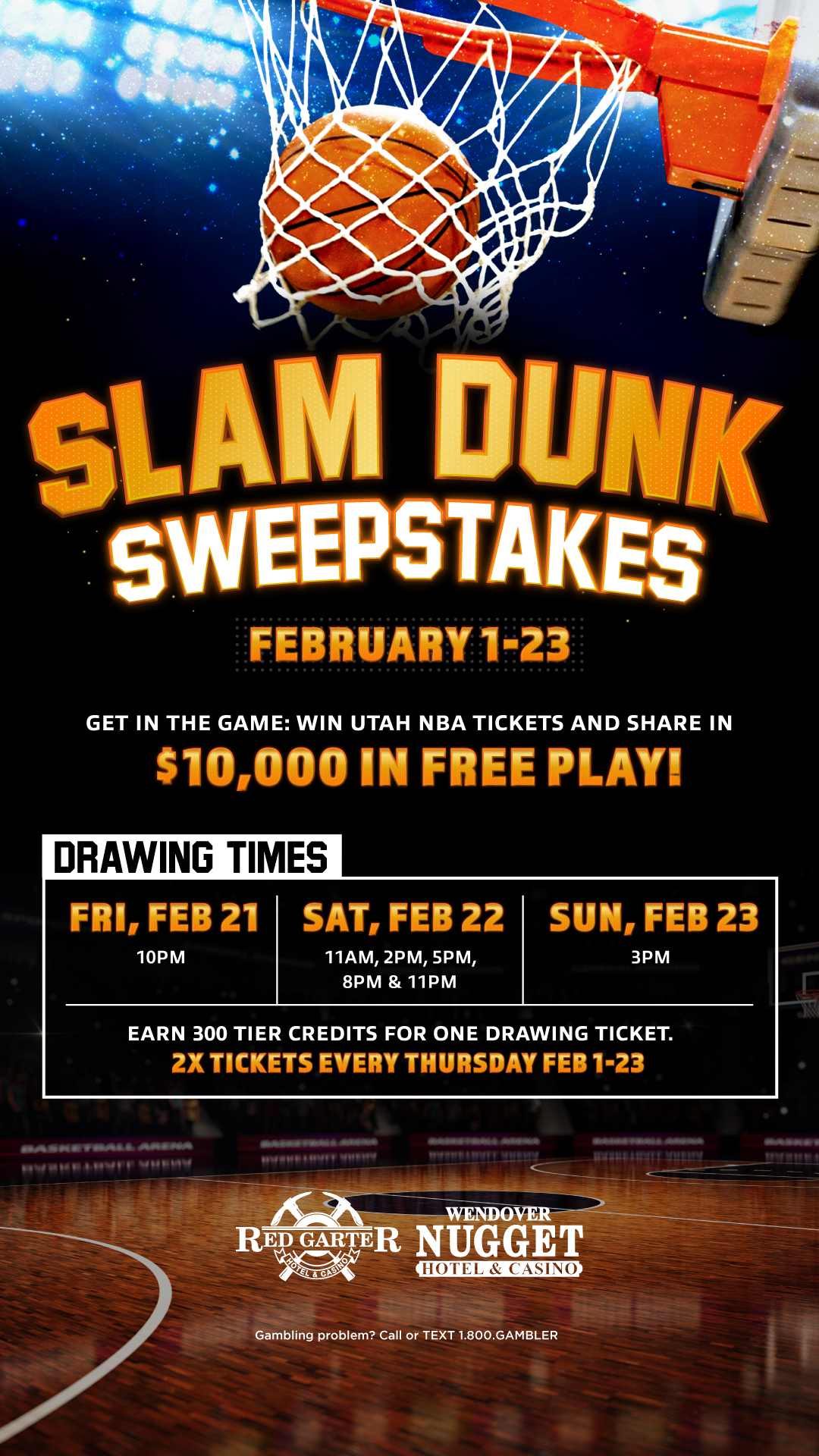 Slam Dunk Sweepstakes Drawing – Red Garter Casino | Wendover