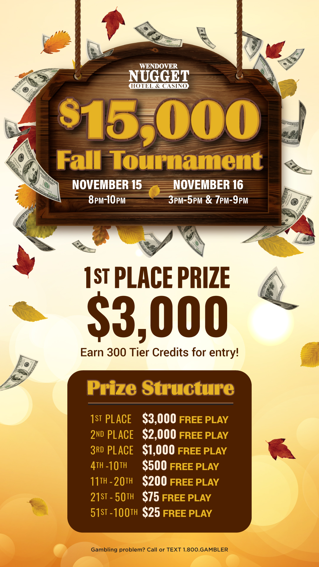 $15,000 Fall Tournament – Wendover Nugget Hotel and Casino